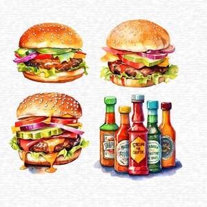 Watercolor Barbeque Food Clipart, Set of 26, High-resolution PNG, 300 ...