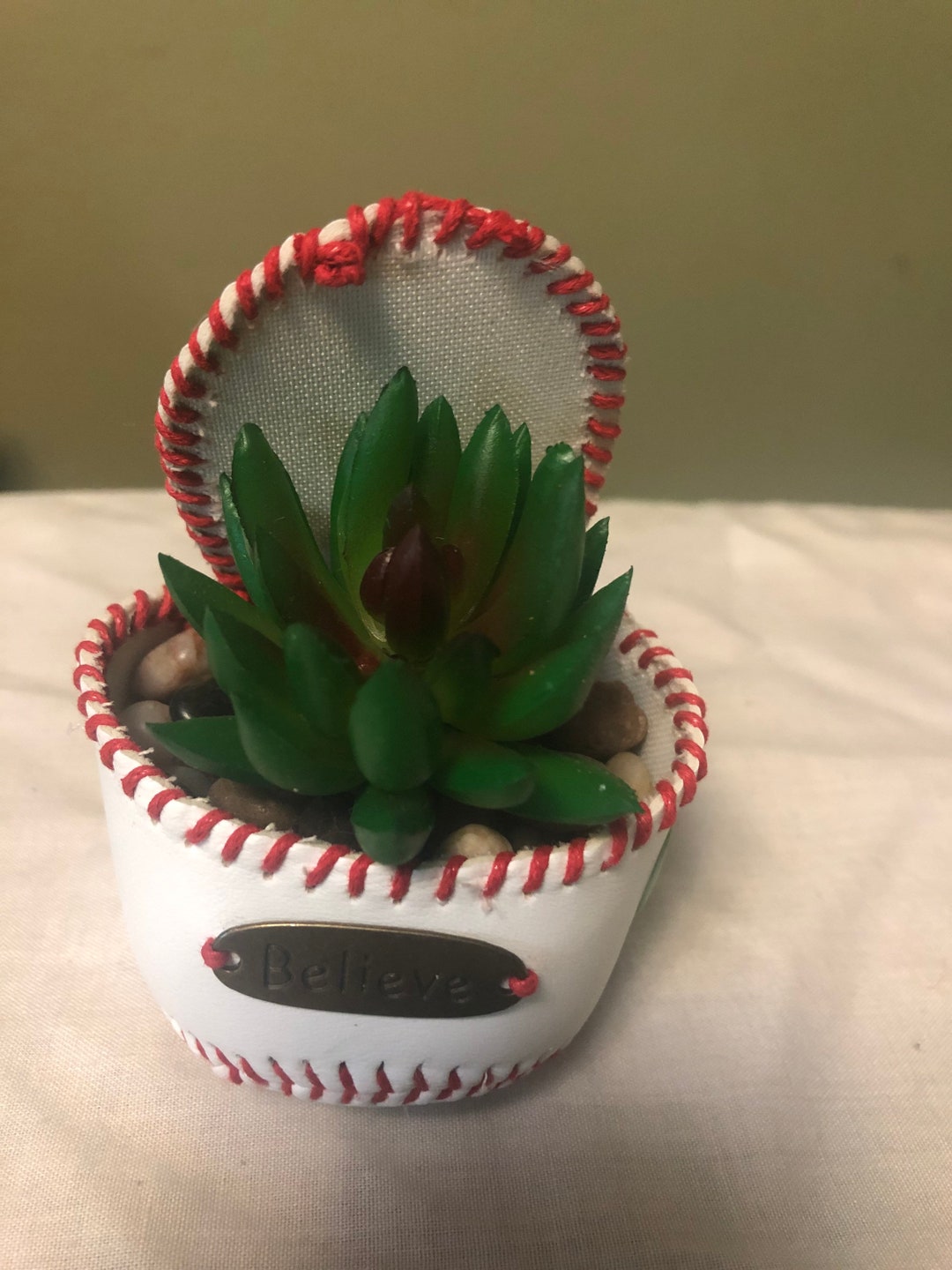 Baseball Skin Planter Baseball Planters Planter With Faux Succulent - Etsy