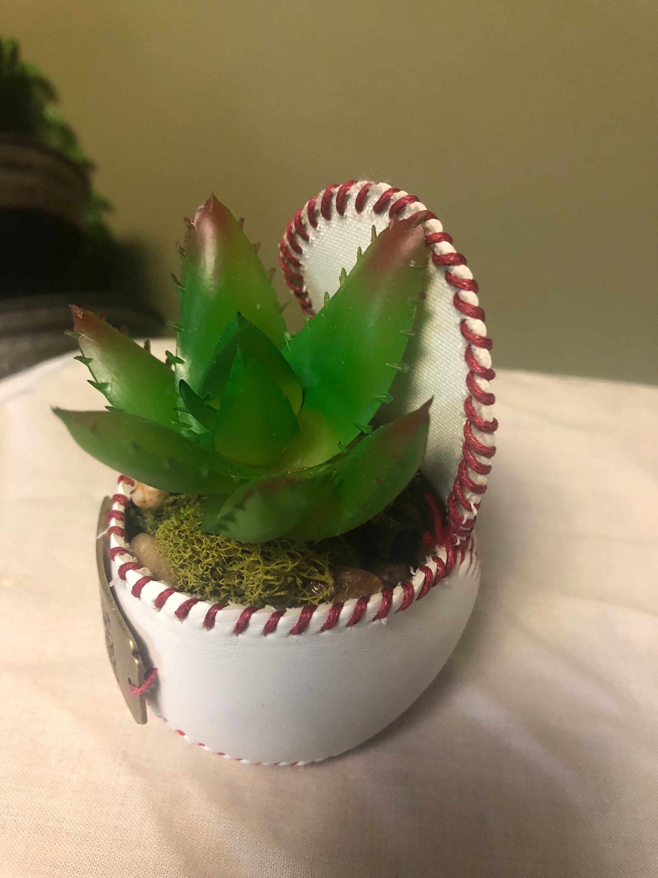 Baseball Skin Planter Faux Succulent Sports Gift Baseball Planter ...