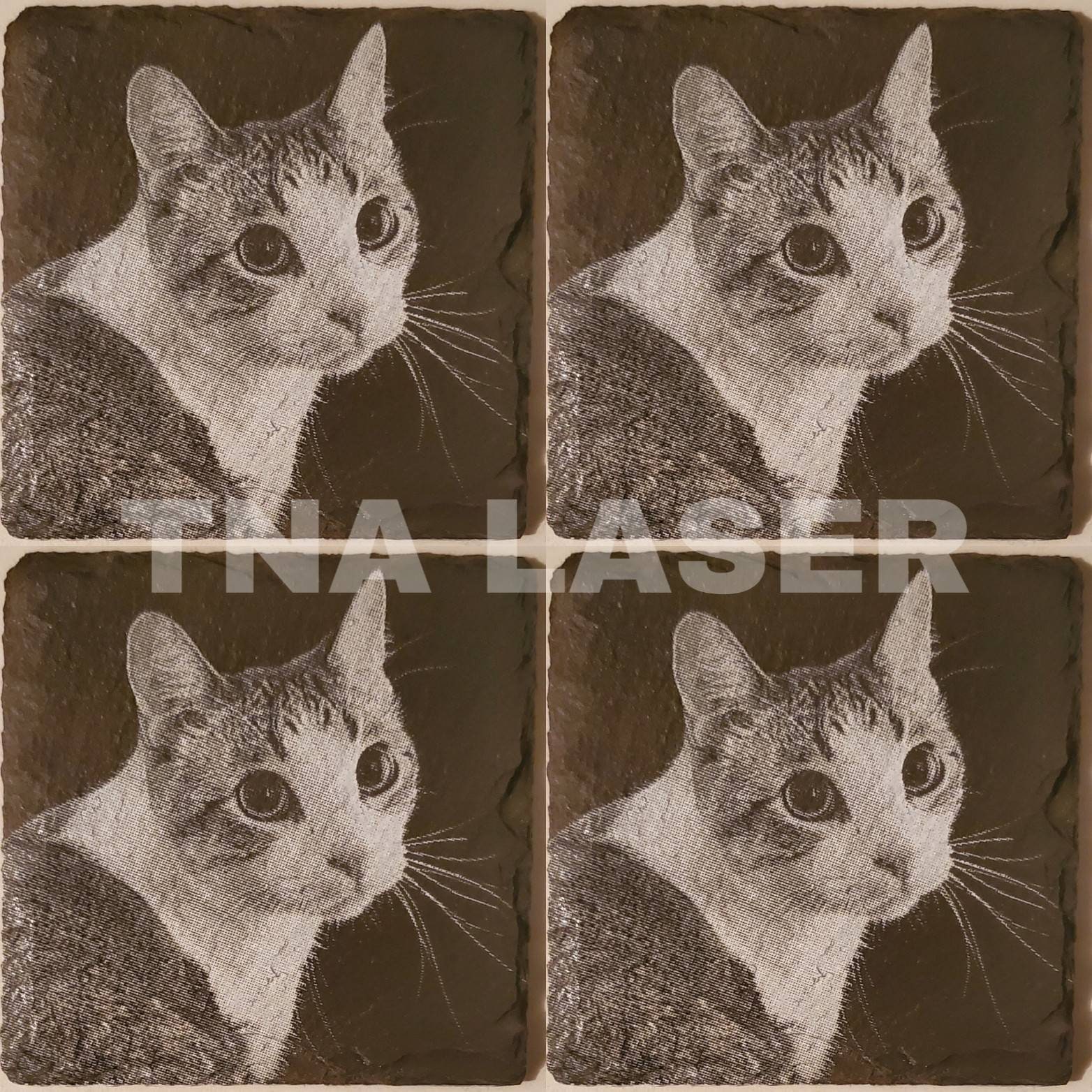 Glowforge Digital Laser Ready Design File - Cat Painted Coaster - Slate ...