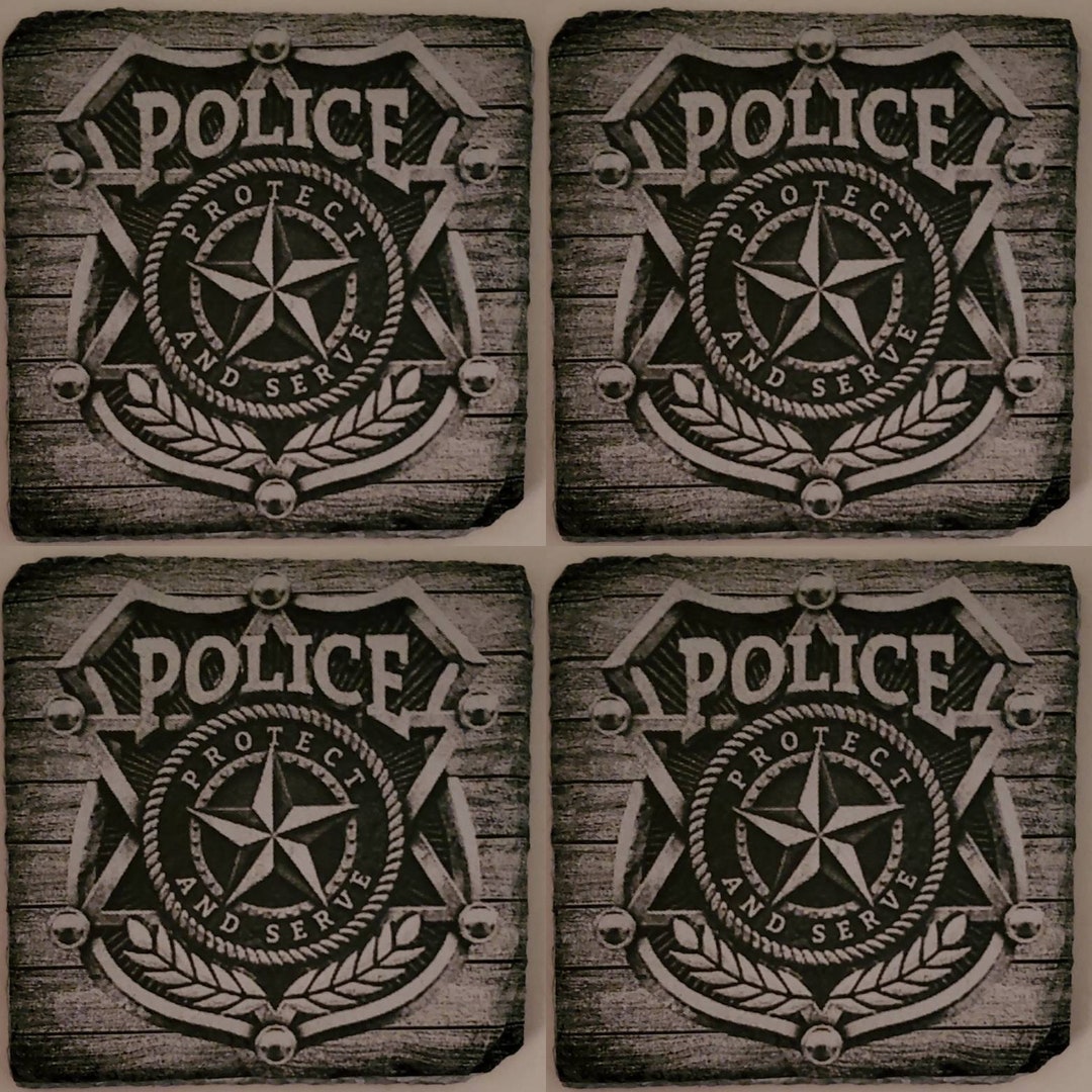 Glowforge Laser Ready File Police Slate Coaster Engraving - Etsy
