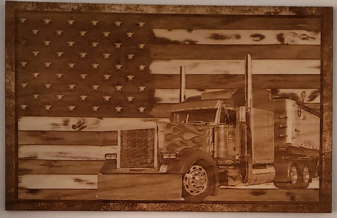 Glowforge Digital Laser Ready Design File - Tractor Trailer American ...