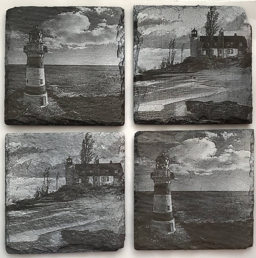 Glowforge Laser Ready File Lighthouse Slate Coaster Engraving- Digital ...