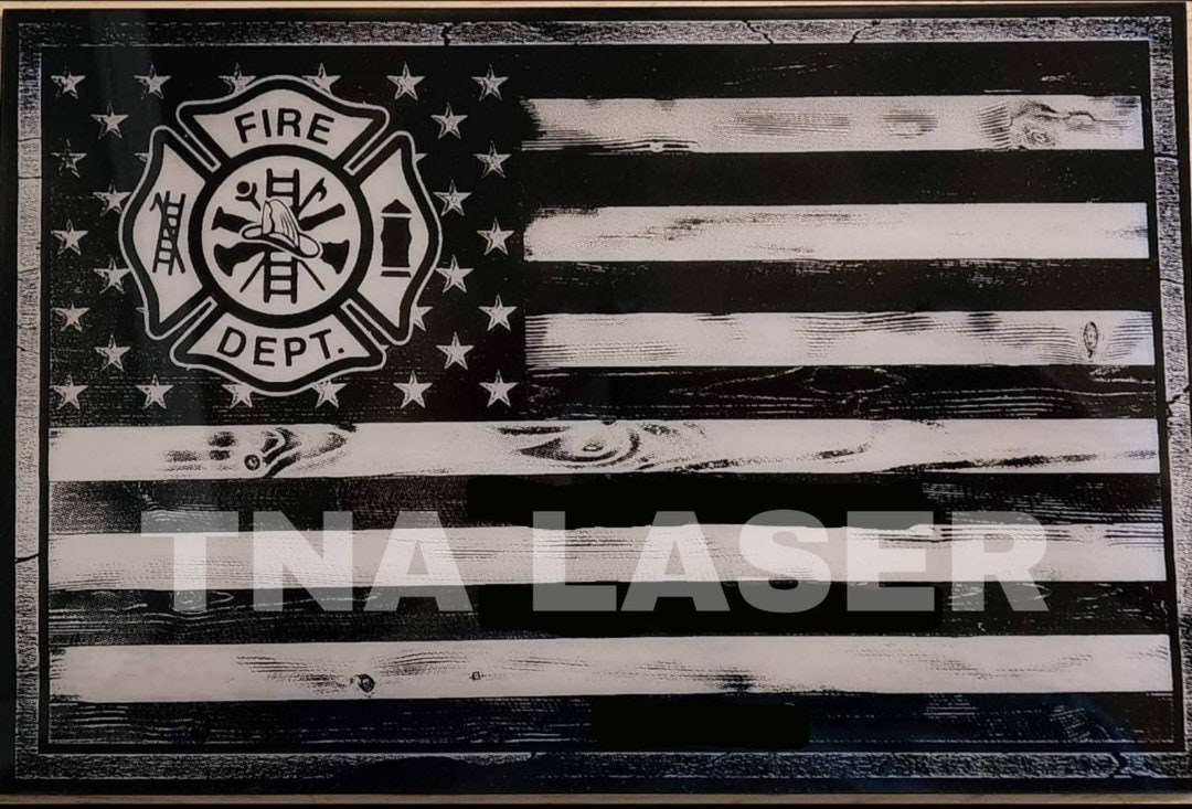 Glowforge Digital Laser Ready Design File - Fire Logo American Flag ...