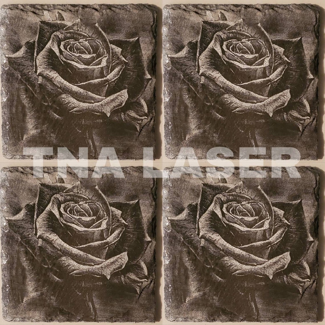 Glowforge Digital Laser Ready Design File - Rose Painted Slate Coaster ...
