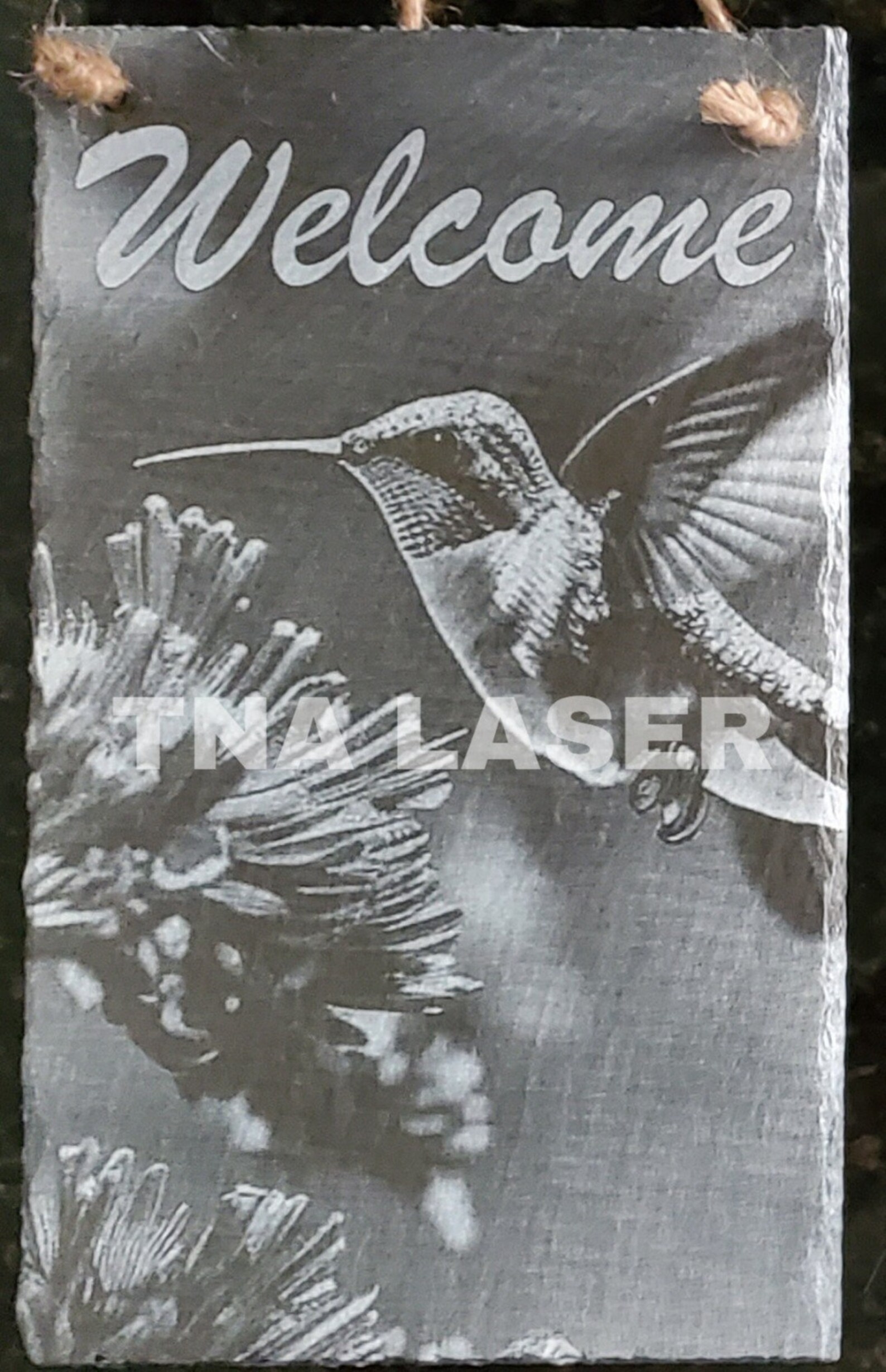Glowforge Digital Laser Ready Design File - Hummingbird Slate Welcome ...