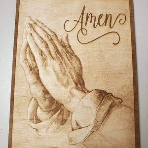 Glowforge Laser Ready File Praying Hands Amen Wood Engraving - Etsy