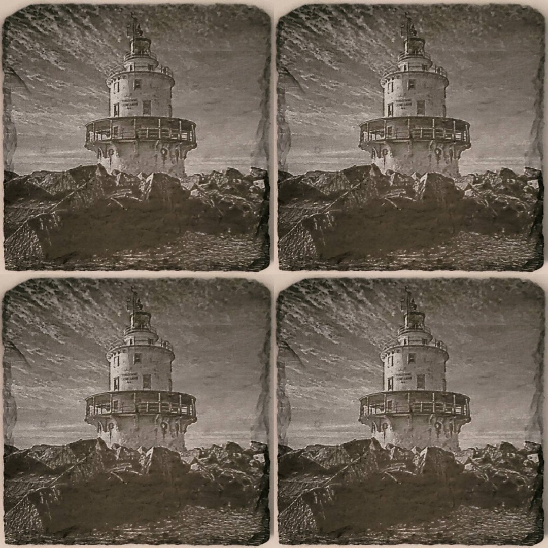 Glowforge Laser Ready File Lighthouse Slate Coaster Engraving - Etsy