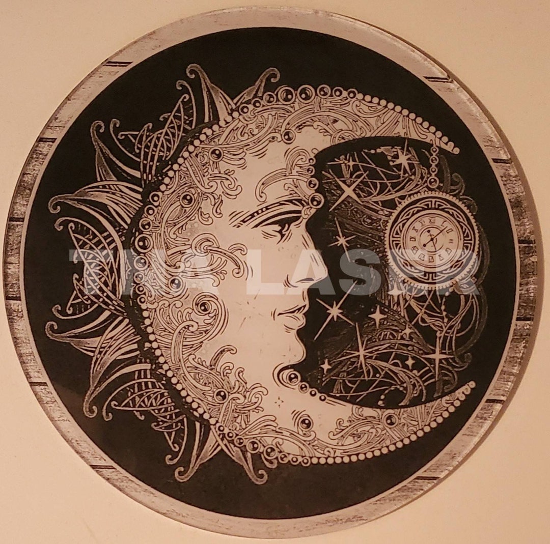 Glowforge Digital Laser Ready Design File - Moon Round Painted Acrylic ...