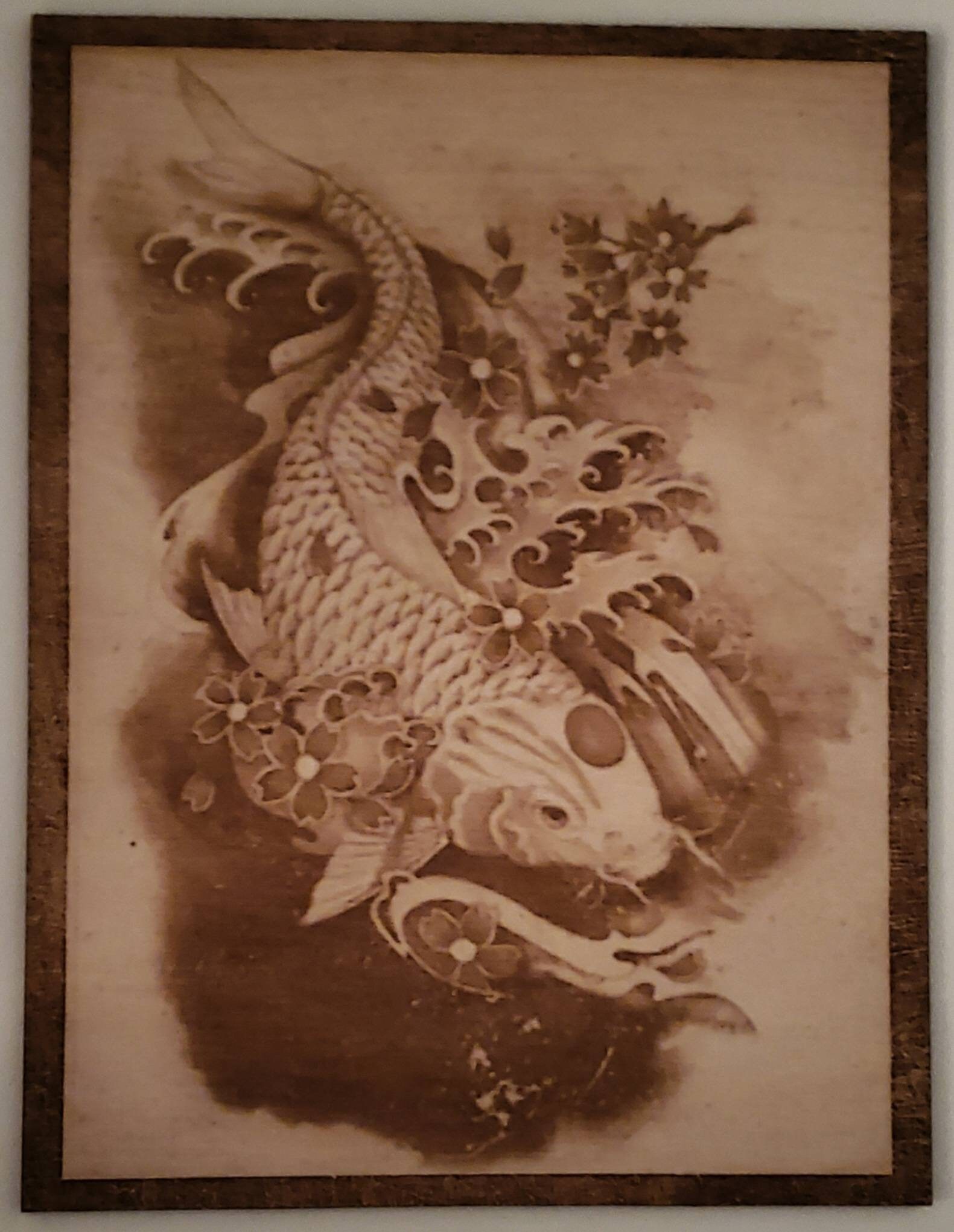 Glowforge laser ready file Koi fish wood engraving | Etsy