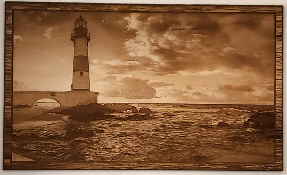 Glowforge Digital Laser Ready Design File Lighthouse Beach - Etsy