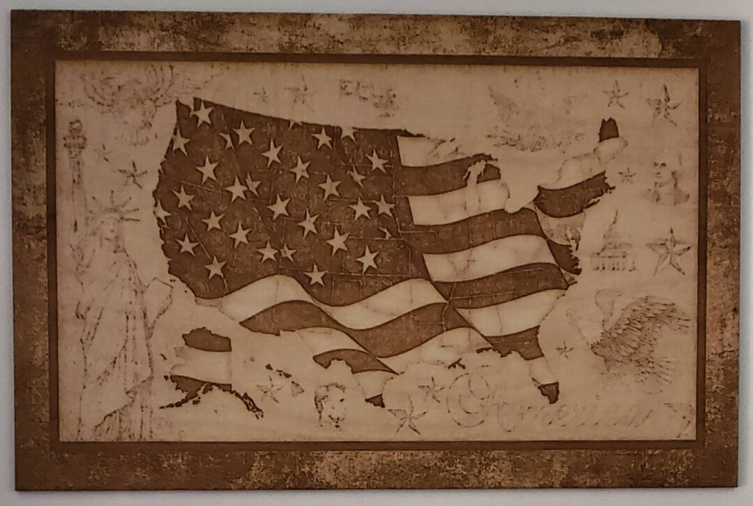 Glowforge Digital Laser Ready Design File - United States American Flag ...