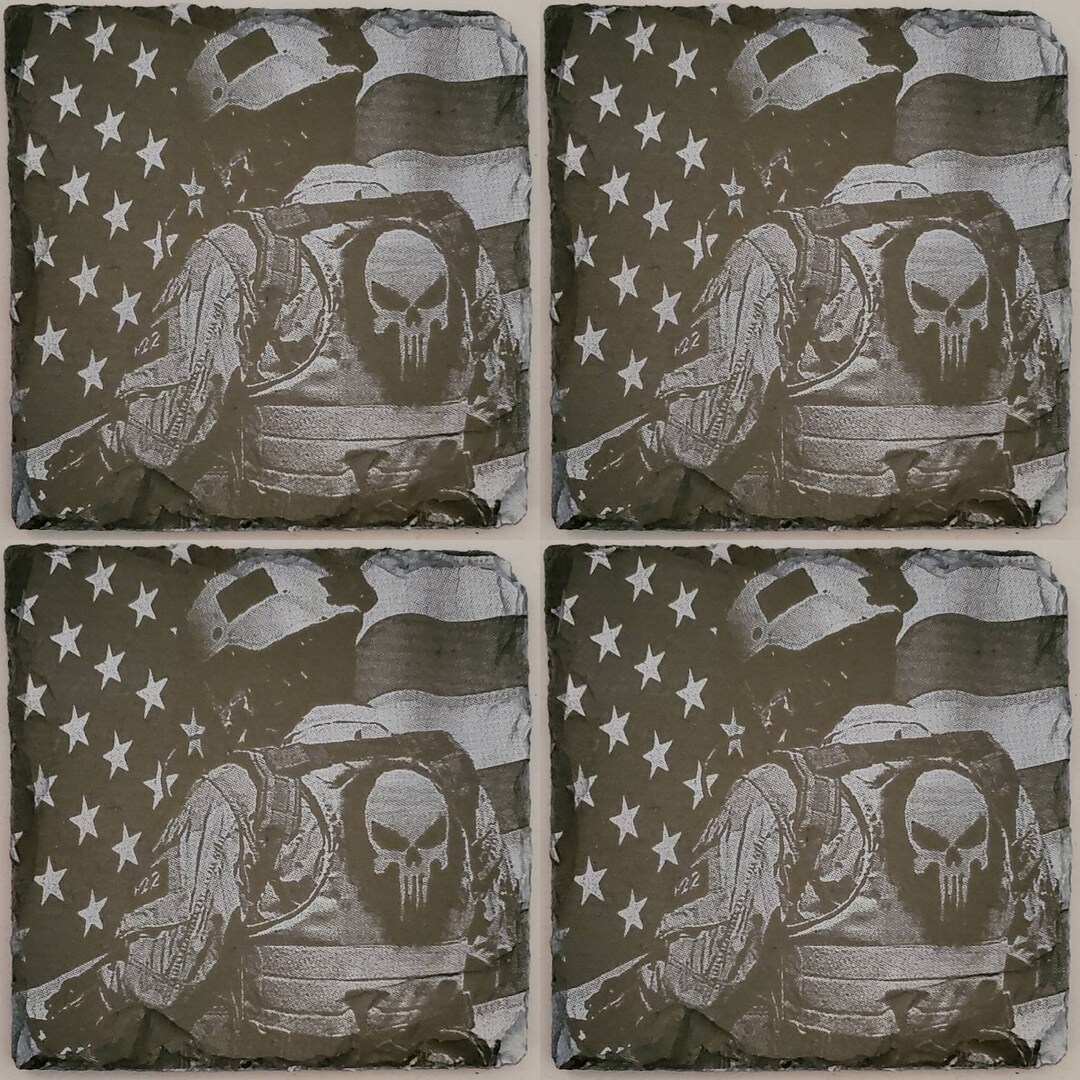 Glowforge Laser Ready Digital Military American Flag File Slate Coaster ...