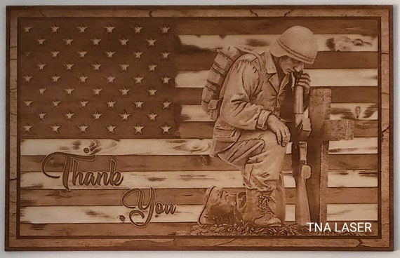 Military Soldier American Flag file wood engrave Glowforge Digital ...