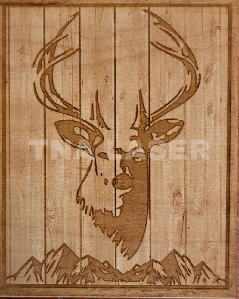 Glowforge Digital Laser Ready Design File - Deer With Mountains - Wood ...