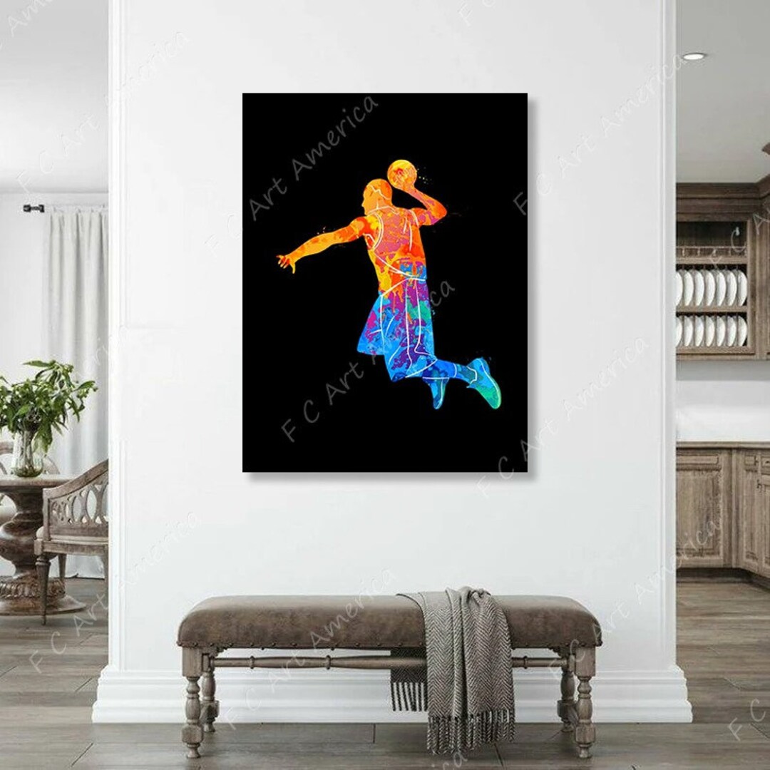 Basketball Poster Canvas Basketball Print NBA Canvas - Etsy