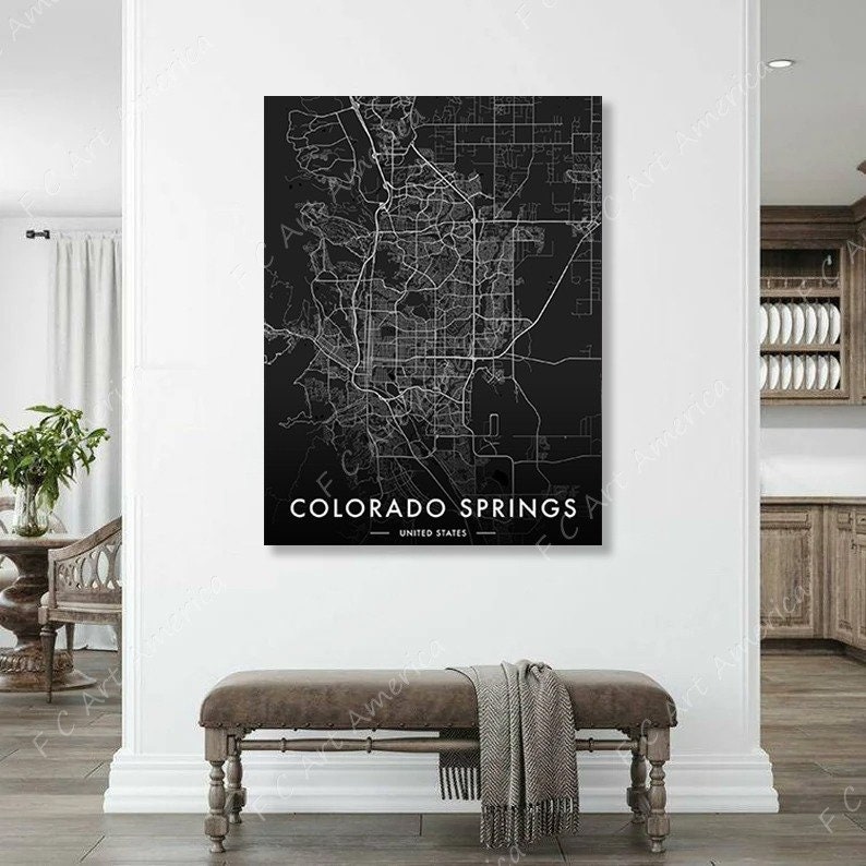 Colorado Springs City Map World Map Canvas Wall Art Design - Etsy