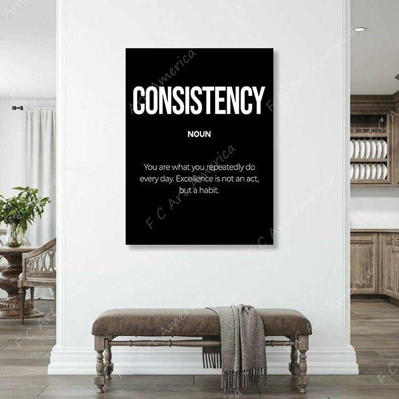 Consistency Print, Motivational Wall Art, Canvas, Motivational Poster ...