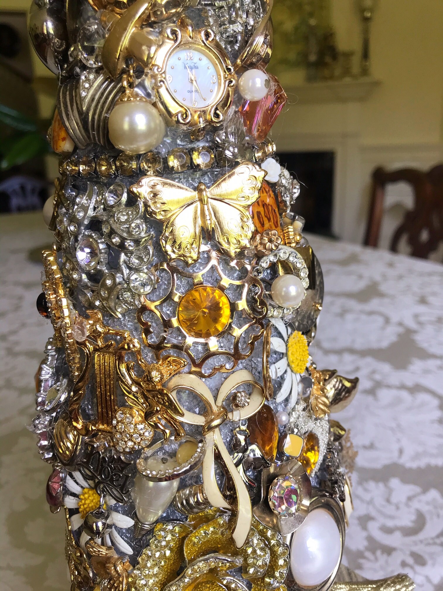 Jewelry Tree, Vintage Jewelry Tree, Handmade Christmas Decor, Silver ...