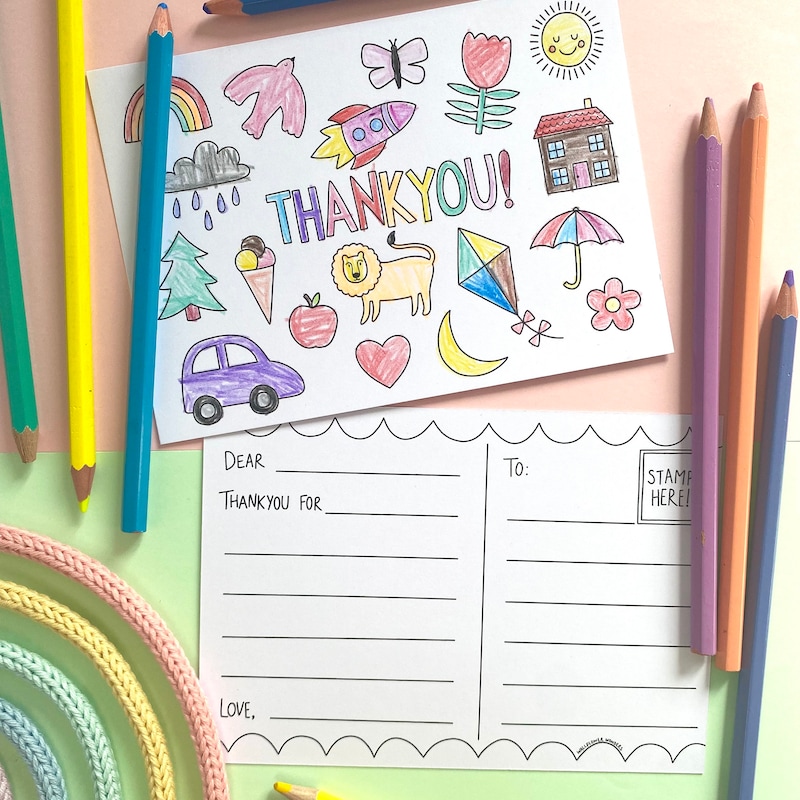 Kids Thank You Cards - Etsy