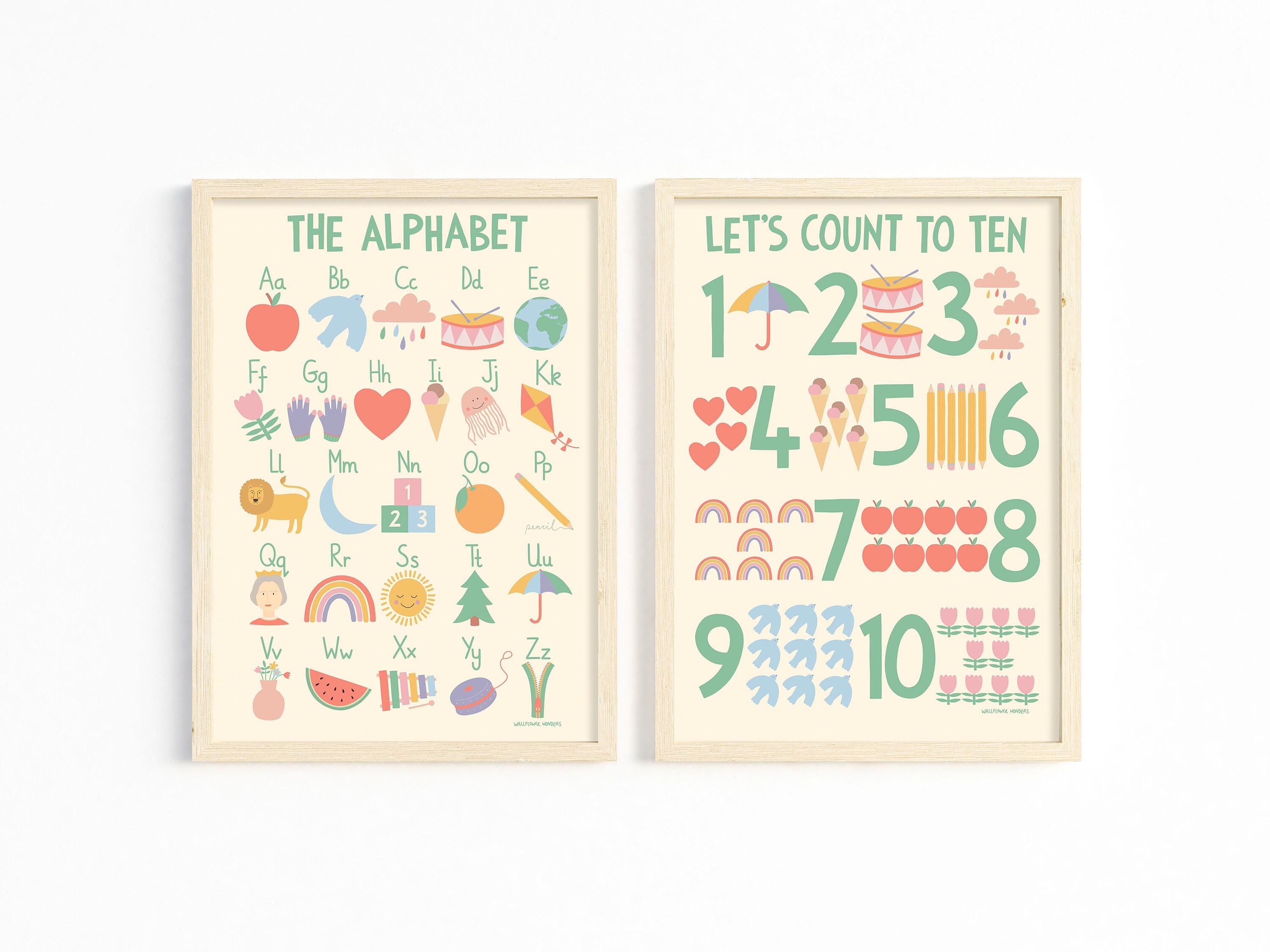 Childrens Alphabet and Numbers Set Set of 2 Prints - Etsy UK