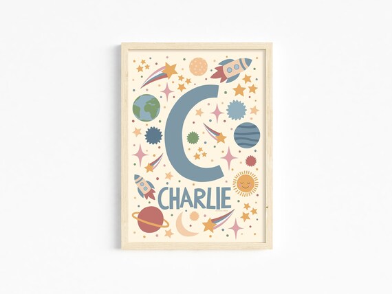 Personalised Space Name and Initial Print Space Print - Etsy