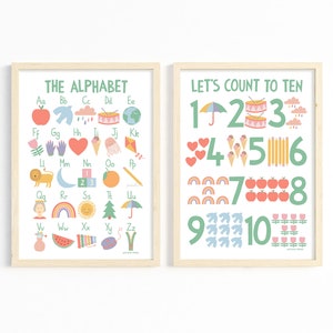 Children’s Alphabet and Numbers Set | Set of 2 Prints | Alphabet Print ...