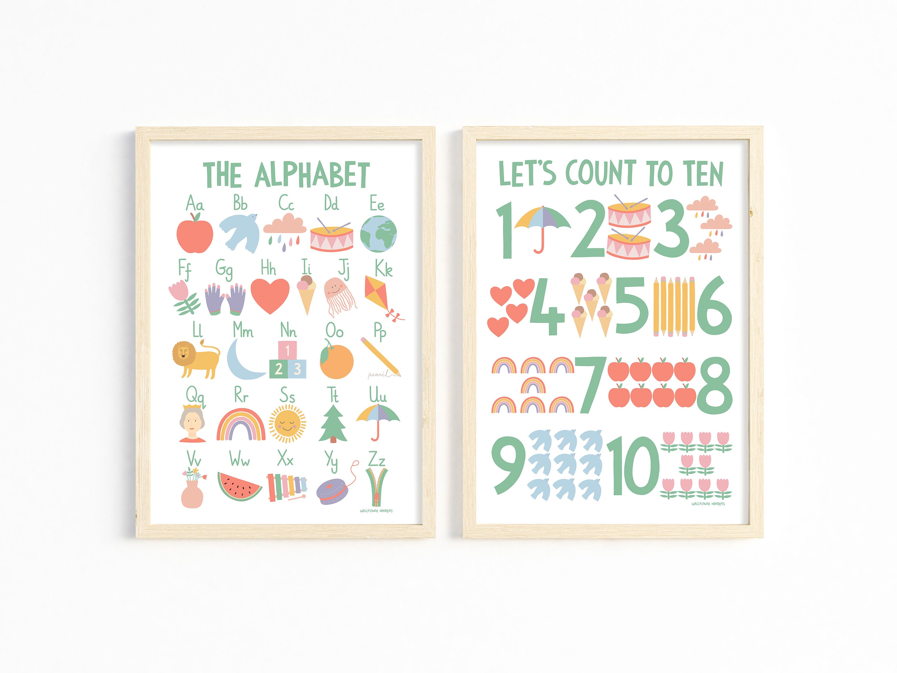 Childrens Alphabet and Numbers Set Set of 2 Prints - Etsy UK