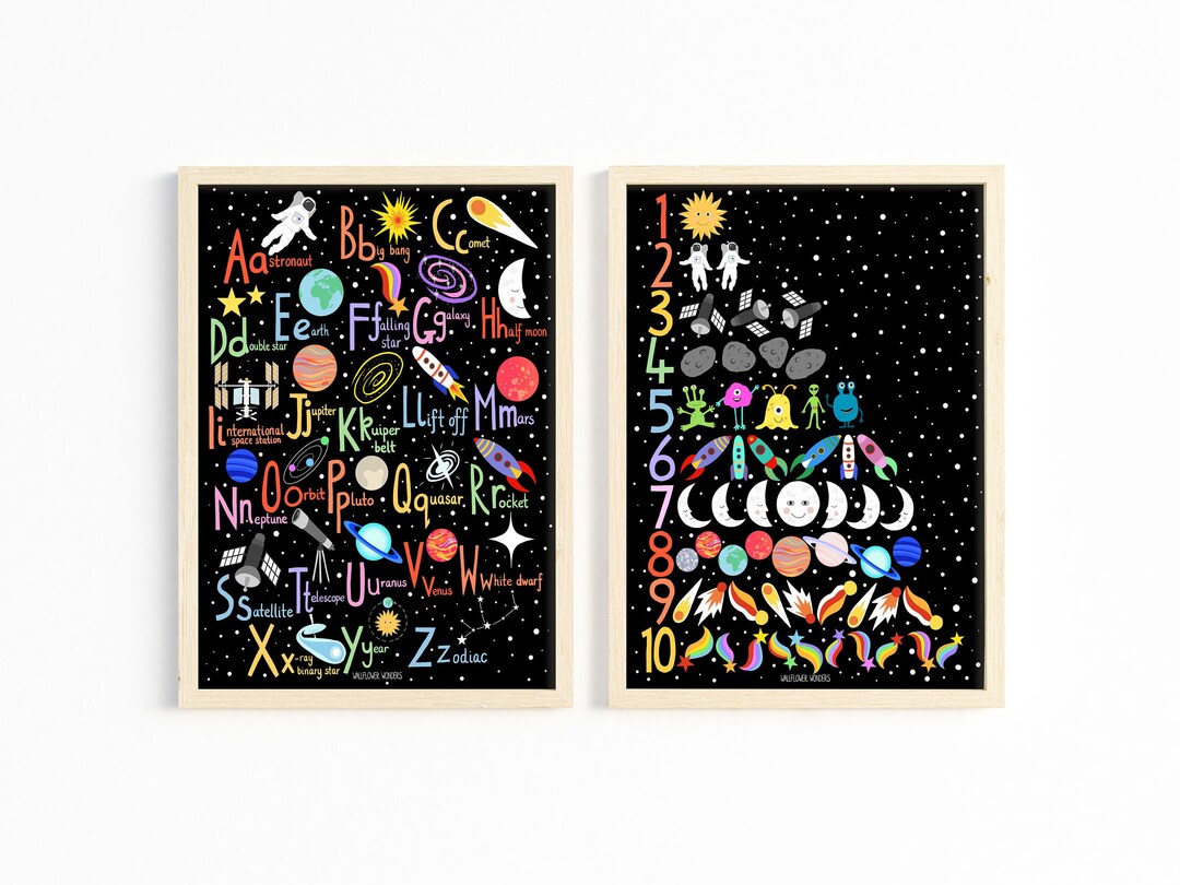 Space Alphabet and Numbers Print Set Space Prints Alphabet Print ...