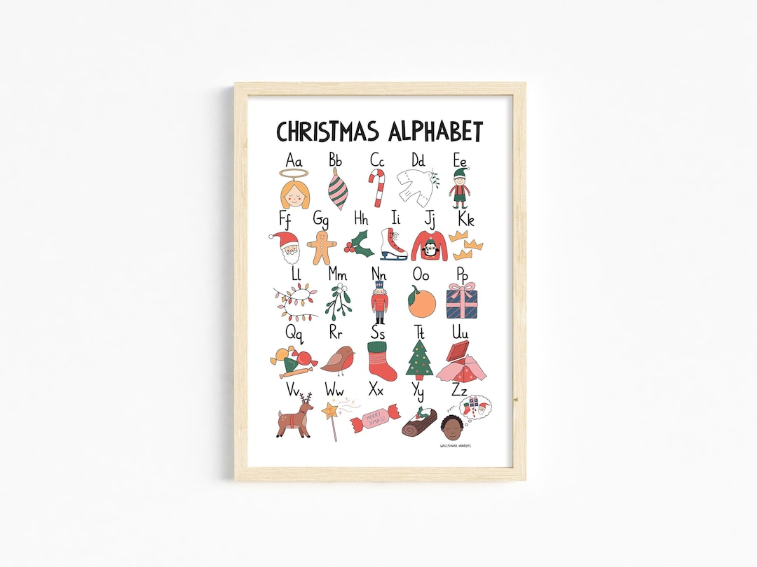 Illustrated Christmas Alphabet Print Personalisation - Etsy