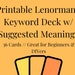 Printable Lenormand Keyword Card Deck With Suggested Card | Etsy