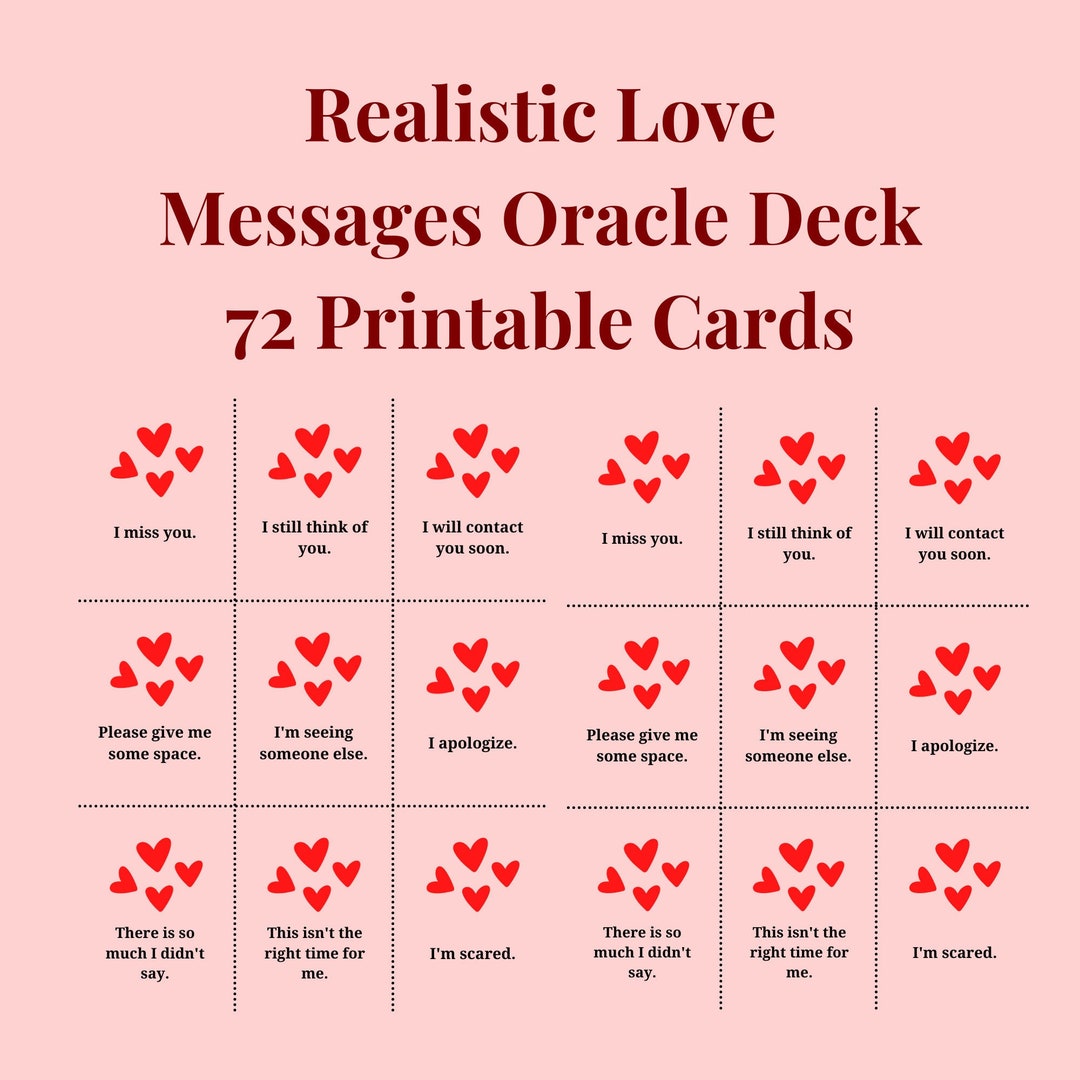 Printable Oracle Cards / Realistic Love Messages & Notes / Honest ...