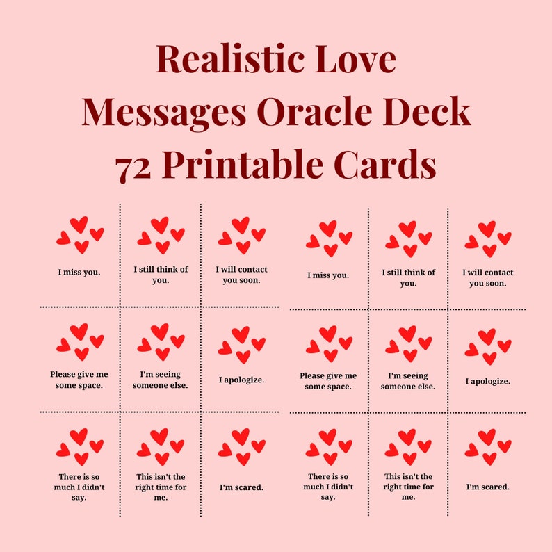 Printable Oracle Cards / Realistic Love Messages & Notes / Honest ...