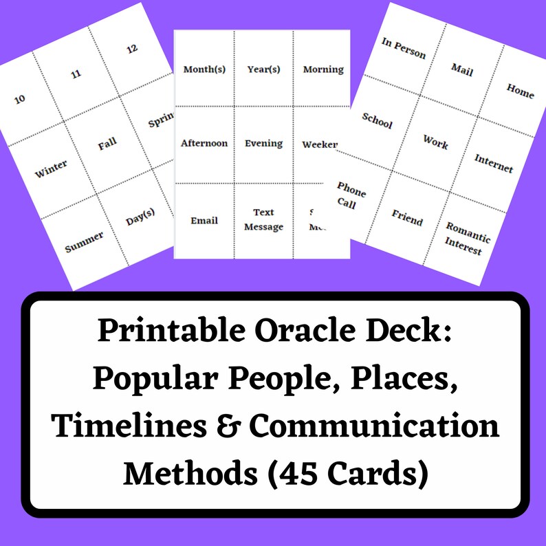 Everyday Printable Oracle Cards: Timelines, Seasons, Communication ...