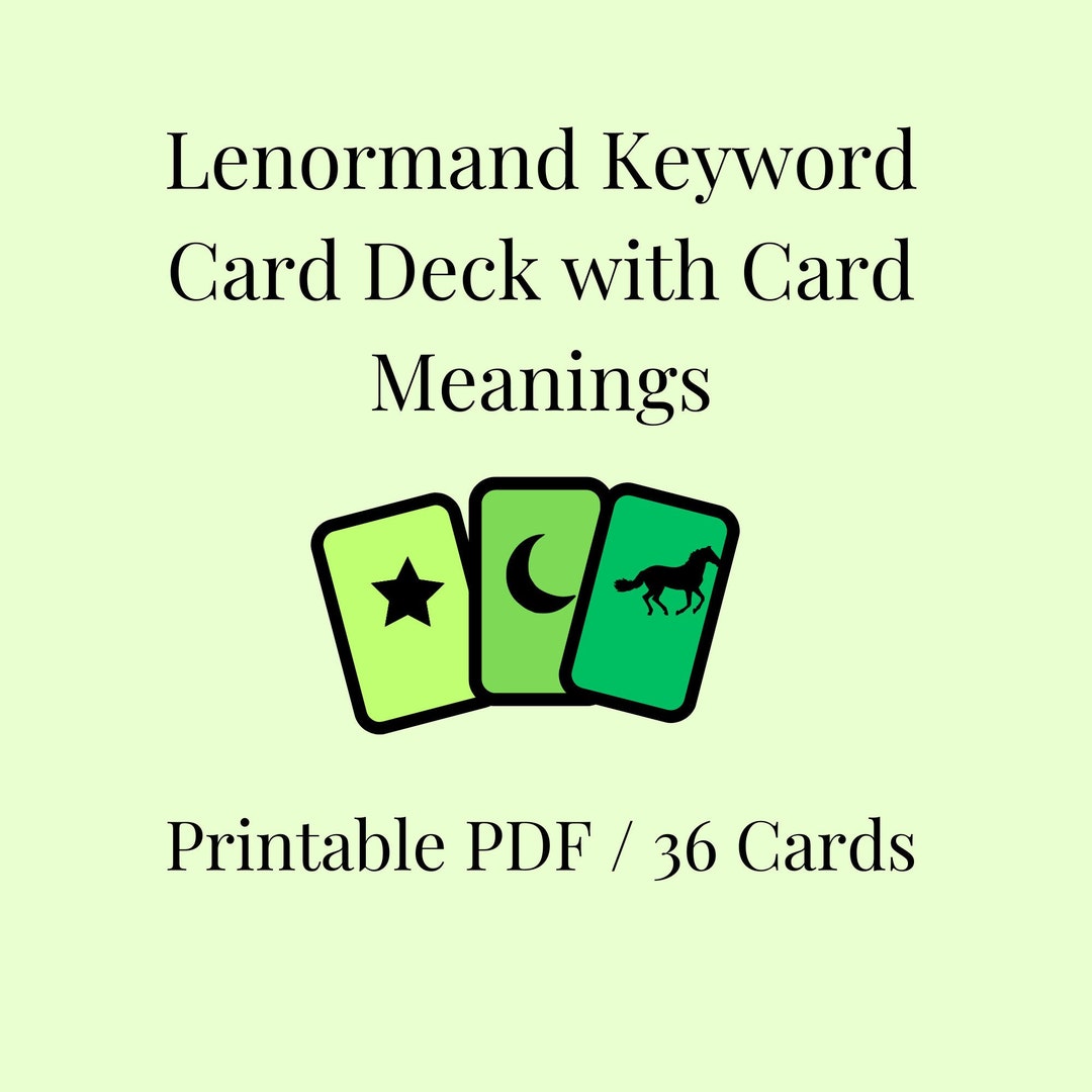 Printable Lenormand Keyword Card Deck With Individual Card Meanings ...
