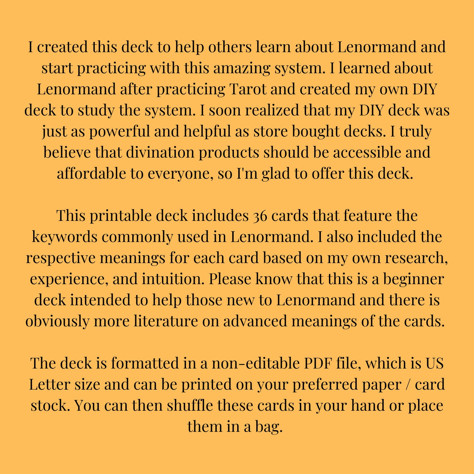 Printable Lenormand Keyword Card Deck With Individual Card Meanings ...