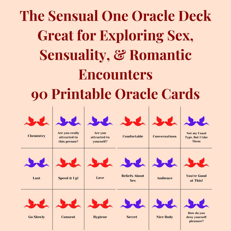 Printable Sensual Oracle Card Deck On Sex Love And Intimacy Great For Those Dating And In