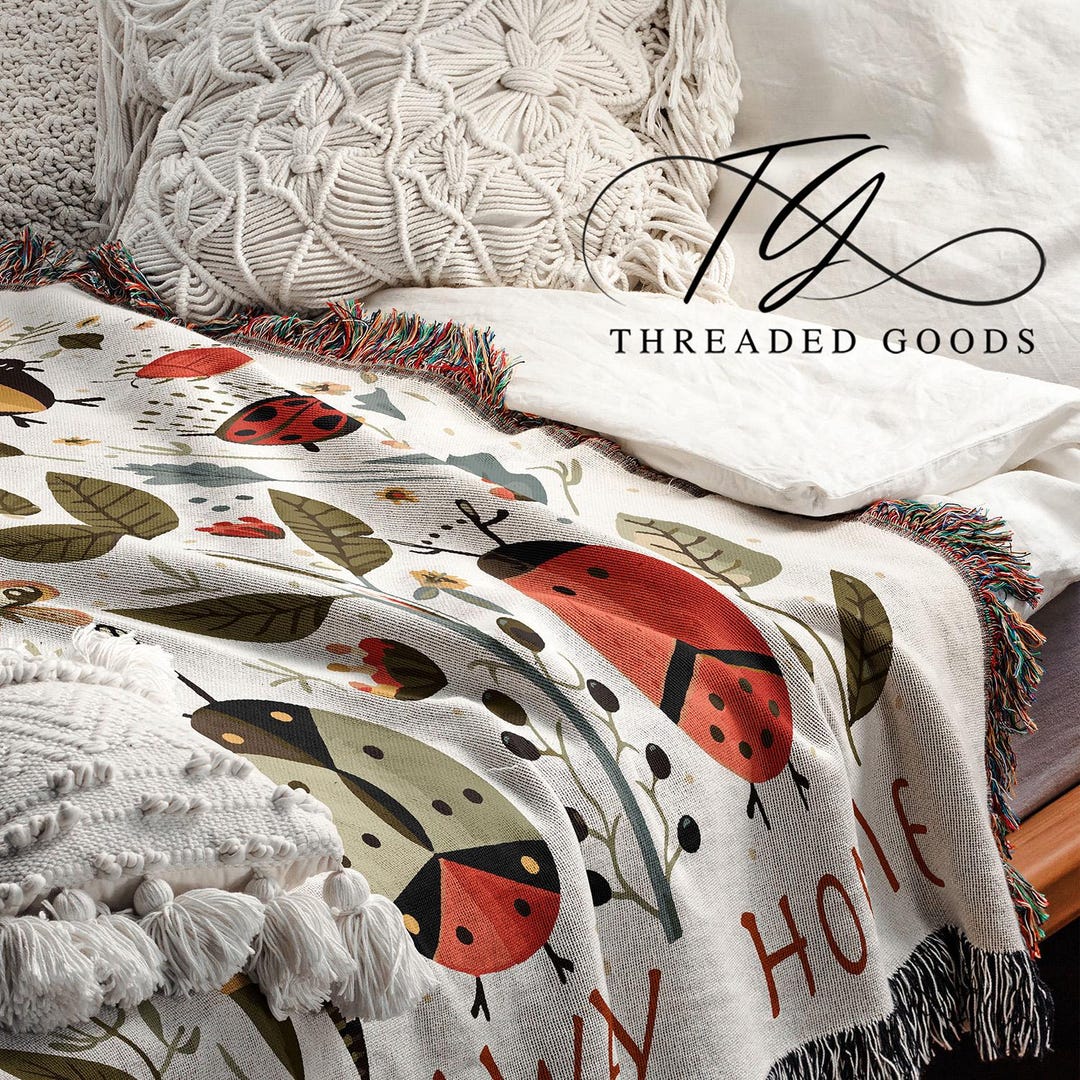 Ladybug Ladybug 100% Cotton Woven Art Throw Blanket 50 X 60 - Etsy