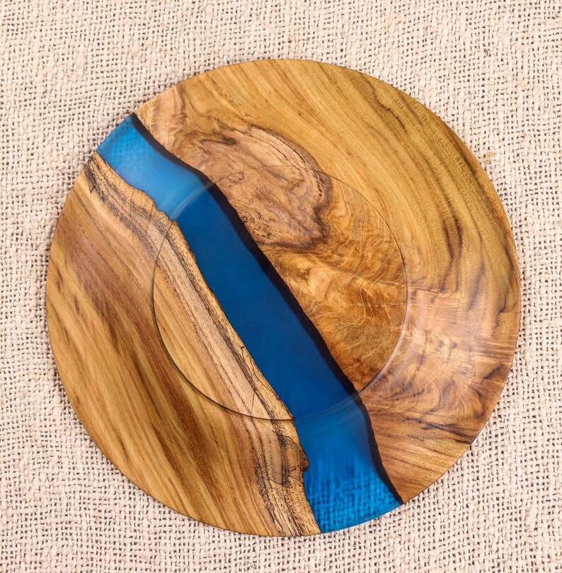 Plate Handmade Teak Wood Round Epoxy Resin Plate Solid - Etsy