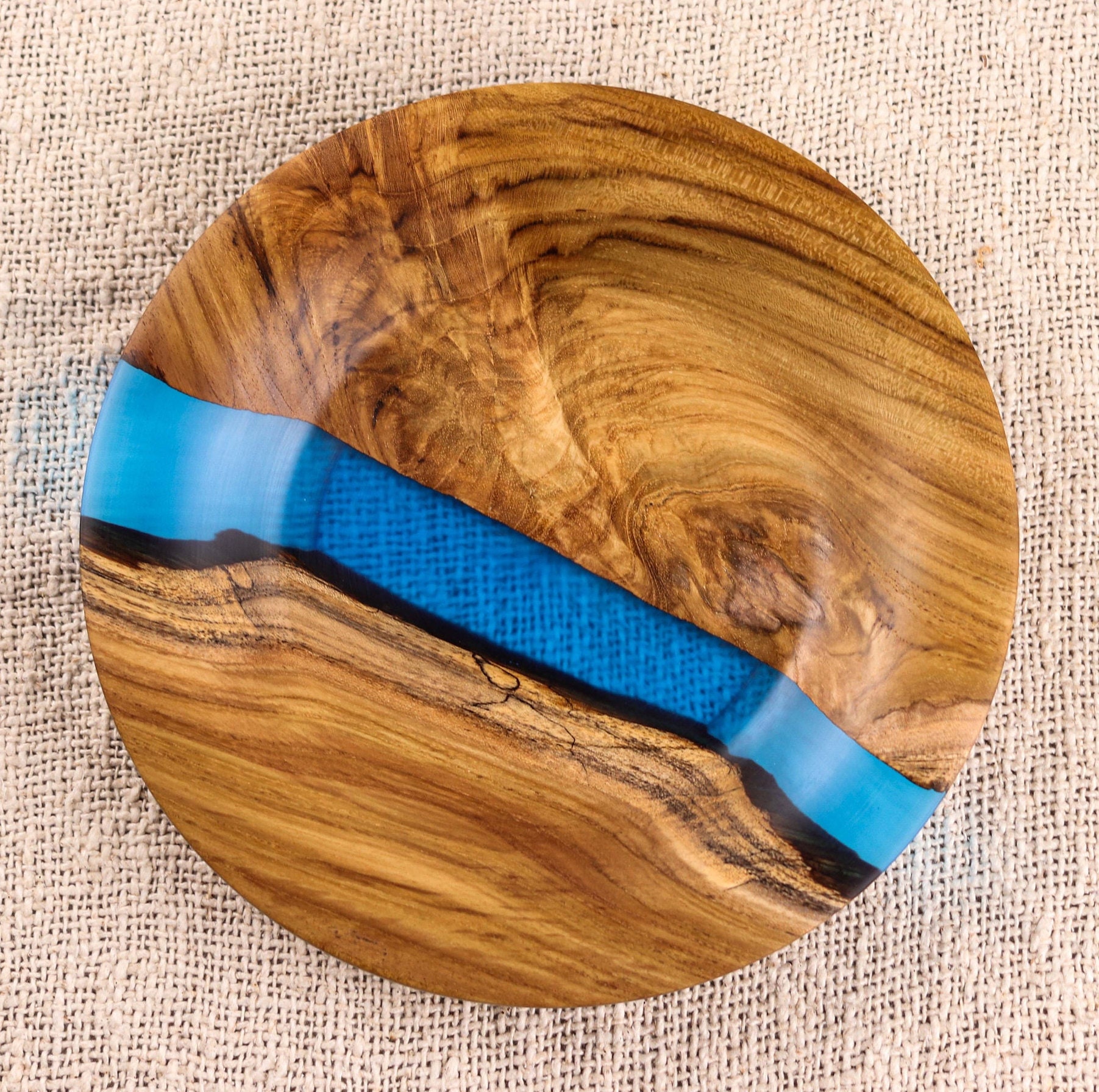 Plate Handmade Teak Wood Round Epoxy Resin Plate Solid - Etsy