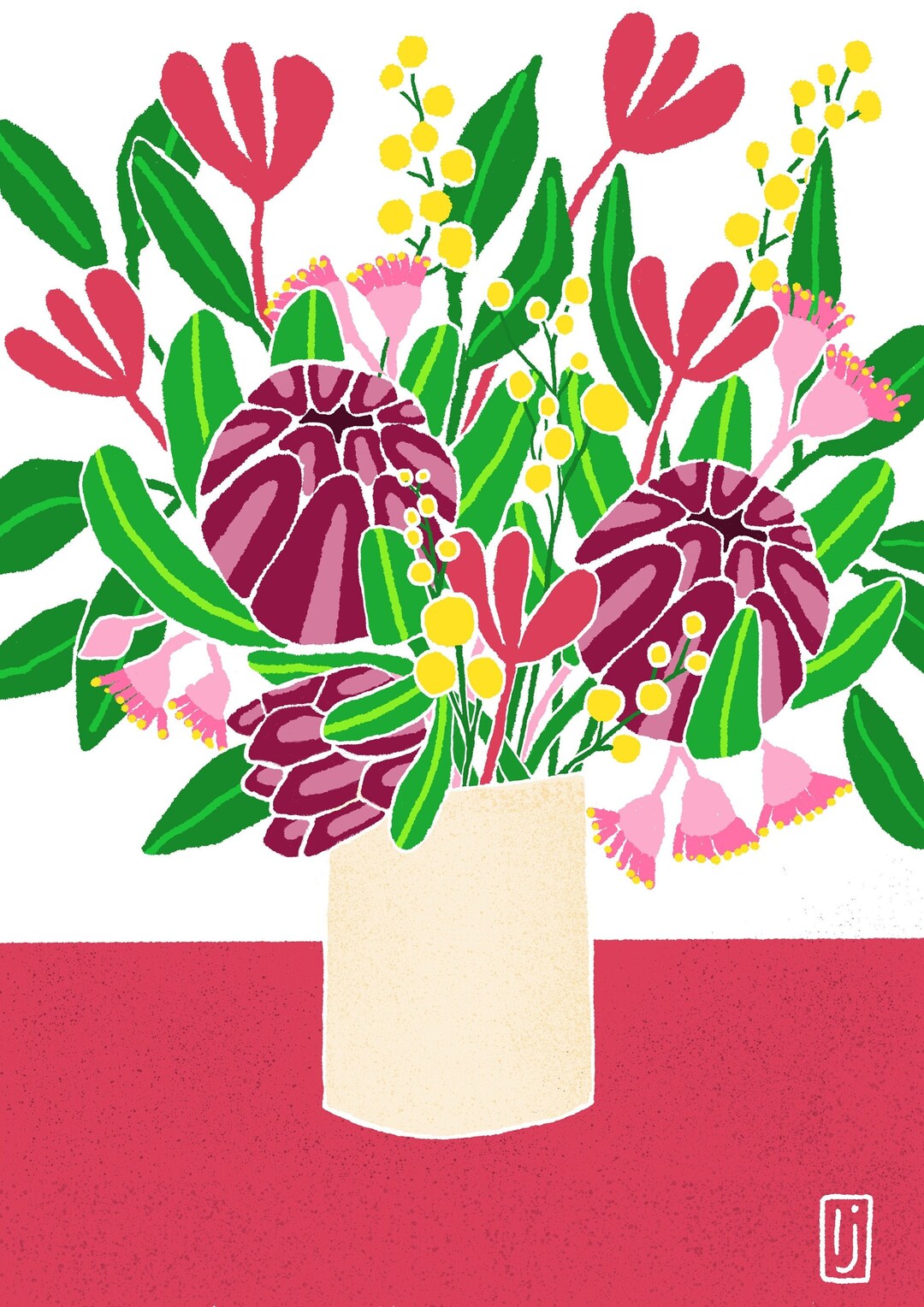 Native Spray - Bright Art Print of Australian Native Flowers and ...