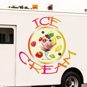 Ice Cream Decal Truck Food Truck Sticker Car Sticker Full Color Trailer ...