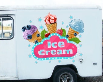 Ice Cream Decal for Food Truck - Trailer Art Decor - Ice Cream Truck ...