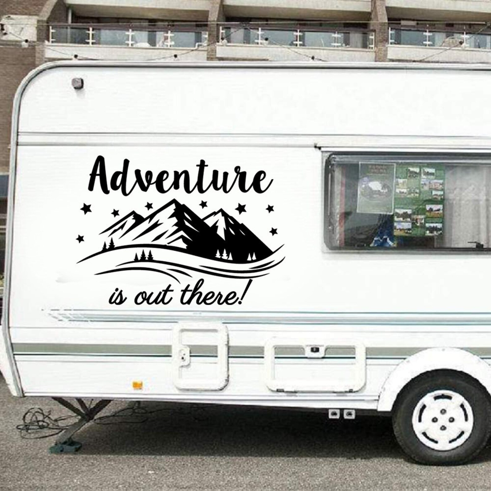 Adventure is Out There Quote RV Decal - Happy Camper Vinyl Sticker ...
