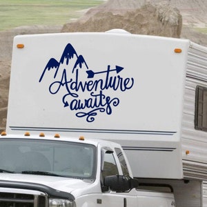 Adventure Awaits Quote Motorhome Decal Camper Vinyl Sticker Decor RV ...