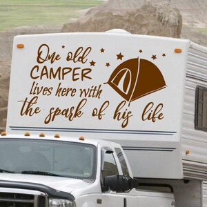 One Old Camper Lives Here RV Large Decal Truck, Vinyl Trailer Sticker ...