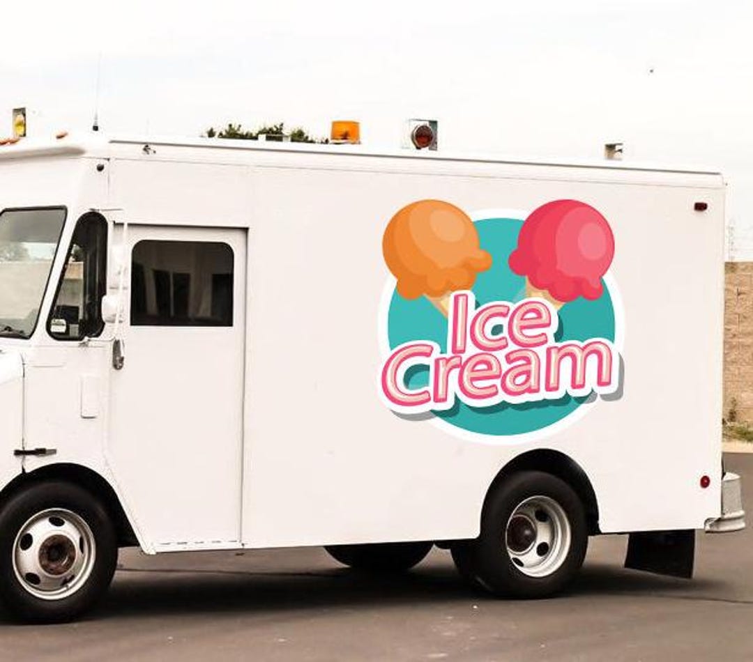 Large Ice Cream Trailer Vinyl Decal, Business Decoration Sticker for ...