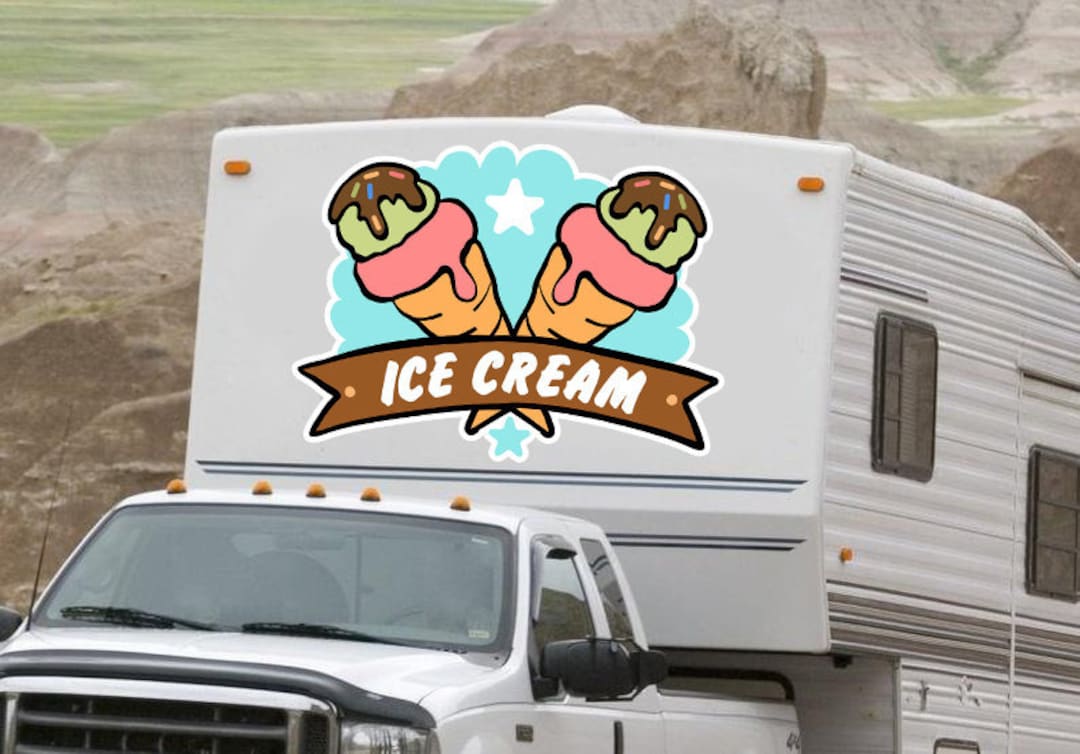 Ice Cream Truck Decal - Funny Car Decal - Trailer Vinyl Decor -ice ...