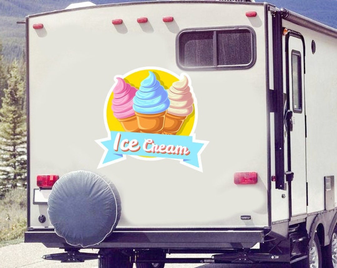 Ice Cream Car Truck Vinyl Sticker - Bumper Food Label - Sticker for Van ...