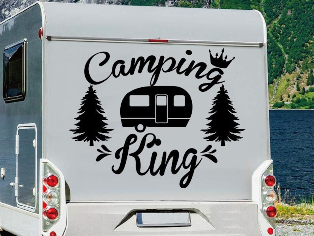 Motorhome Camping King RV Decal, Camper Vinyl Sticker, Forest and Trees ...